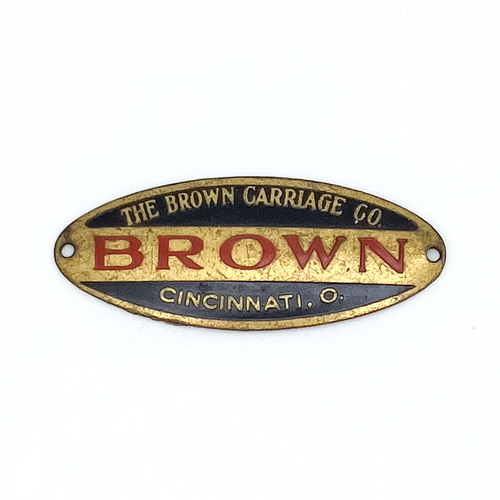 Antique Brown Carriage Co Buggy Emblem Tag Makers Plate Cincinnati Ohio ...