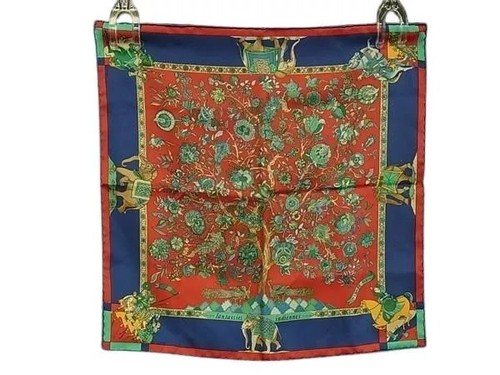 Hermes Scarf Petit Carr Red and Multi-Colored 100% Silk Women's Very ...