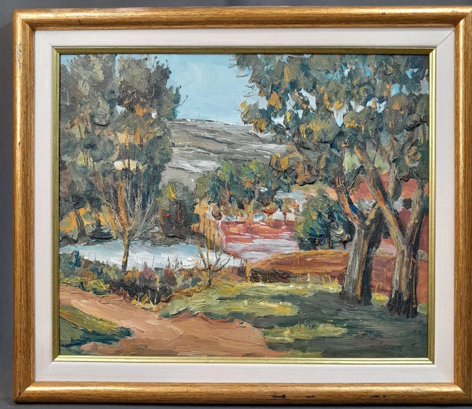 Antique Oil Painting, Countryside Landscape, Impressionist Style, 20th ...