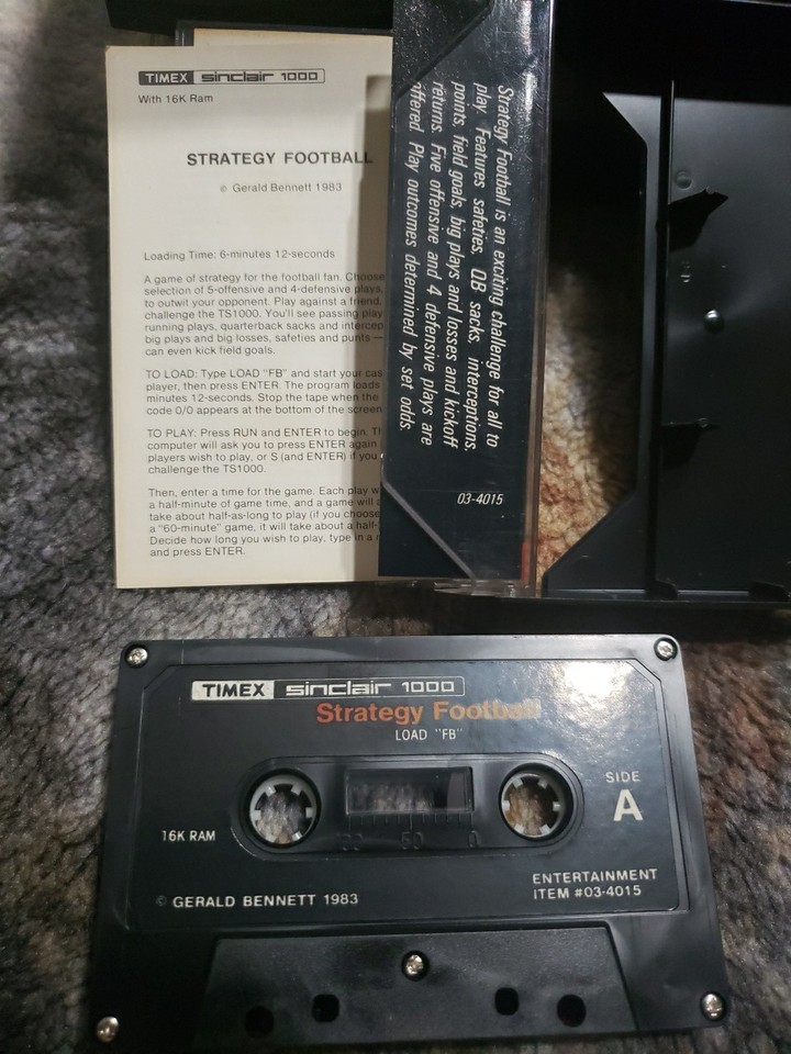 Strategy Football 16K Ram Vintage Timex Sinclair 1000 Cassette Video ...
