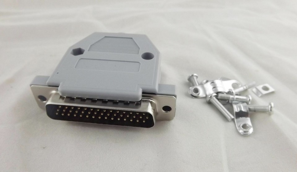 DB44 Male Plug 44 Pin 3 Rows D-SUB Connector Grey Plastic Hood Cover ...