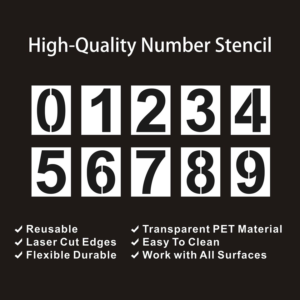 6 Inch Number Stencils Set Plastic Number Stencils Reusable Digital ...