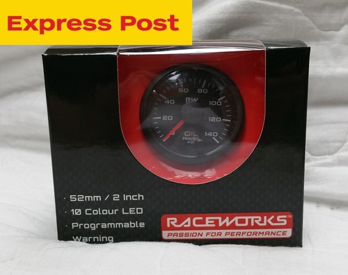 RACEWORKS 12v 52mm OIL PRESSURE GAUGE AND SENDER 0-140 psi 2 YEAR WARRANTY | eBay