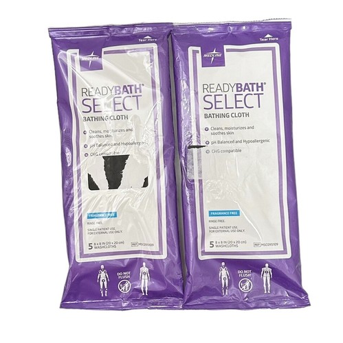 2 Pkgs Medline ReadyBath Select Bathing Cloth Fragrance Free 8/PKG Exp ...