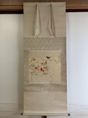 Gourd Eurasian Wren Japanese Hanging Scroll Kakejiku Asian Culture Art ...