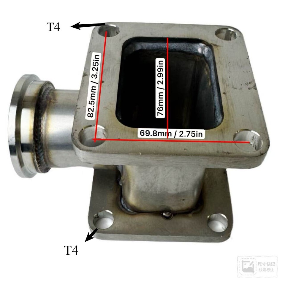 T4 to T4 Flange Adapter With 44mm MVR Wastegate Flange Vert Stainless ...