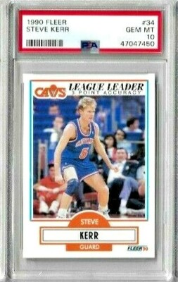 1990 Fleer #34 Steve Kerr PSA 10 League Leader 3 Point Accuracy League ...
