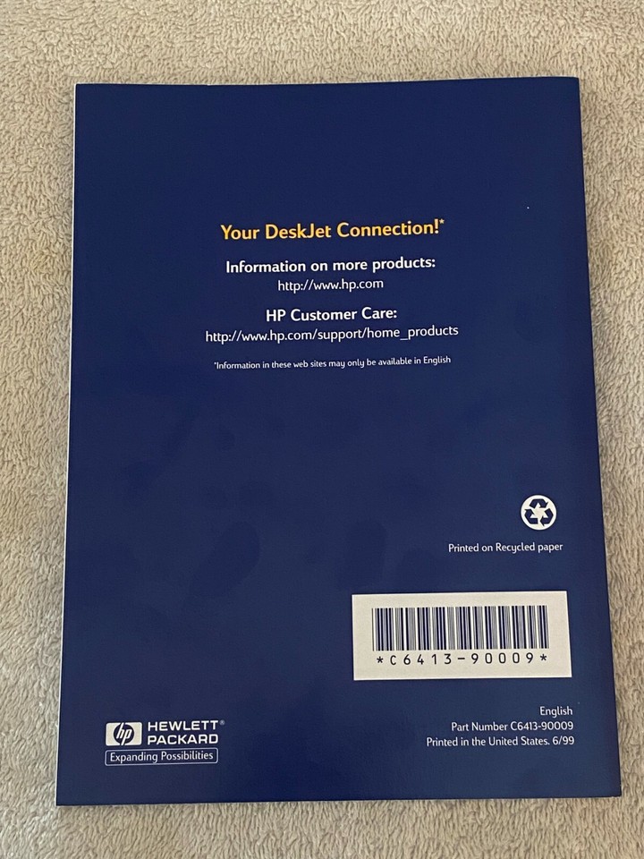 HP DeskJet PRINTER USER'S GUIDE - 895C 880C 830C 810C Series - GOOD ...