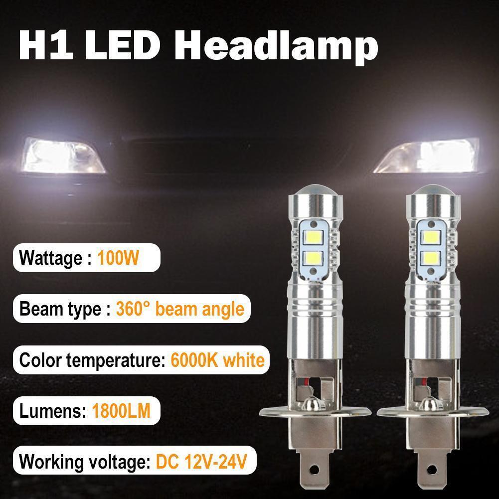 2x Super Bright H1 LED Headlight Kit High Low Beam 6000KAU Driving ...