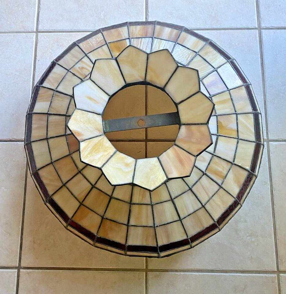 Large 22" Vintage USA Arts & Crafts Leaded Slag Stained Glass Lamp ...