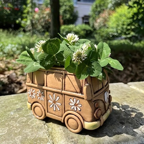 Resin Handicraft Bus Pot: Flower Ornament for Garden & Home | eBay