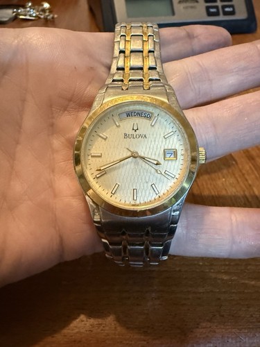 Bulova 98C60 Men's Dress Champagne Gold Dial Two-Tone Stainless Steel ...