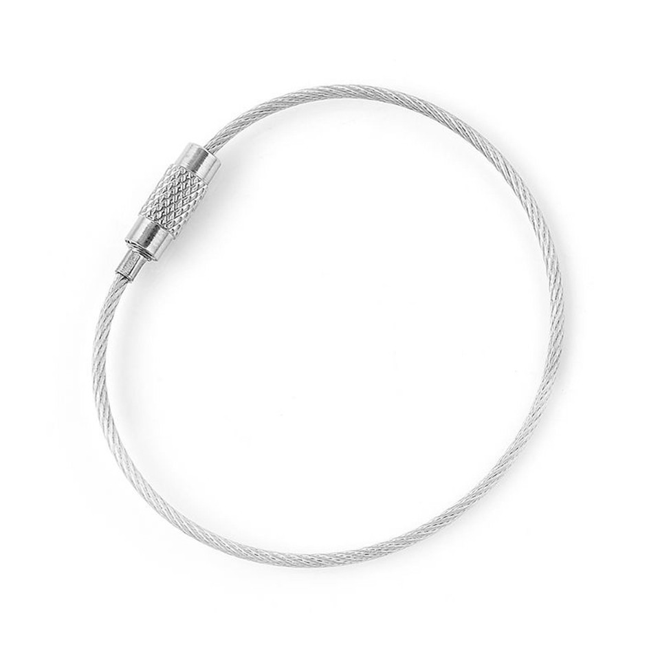 Screw Locking Stainless Wire Keychain Cable Rope Key Holder Rings Cable ...