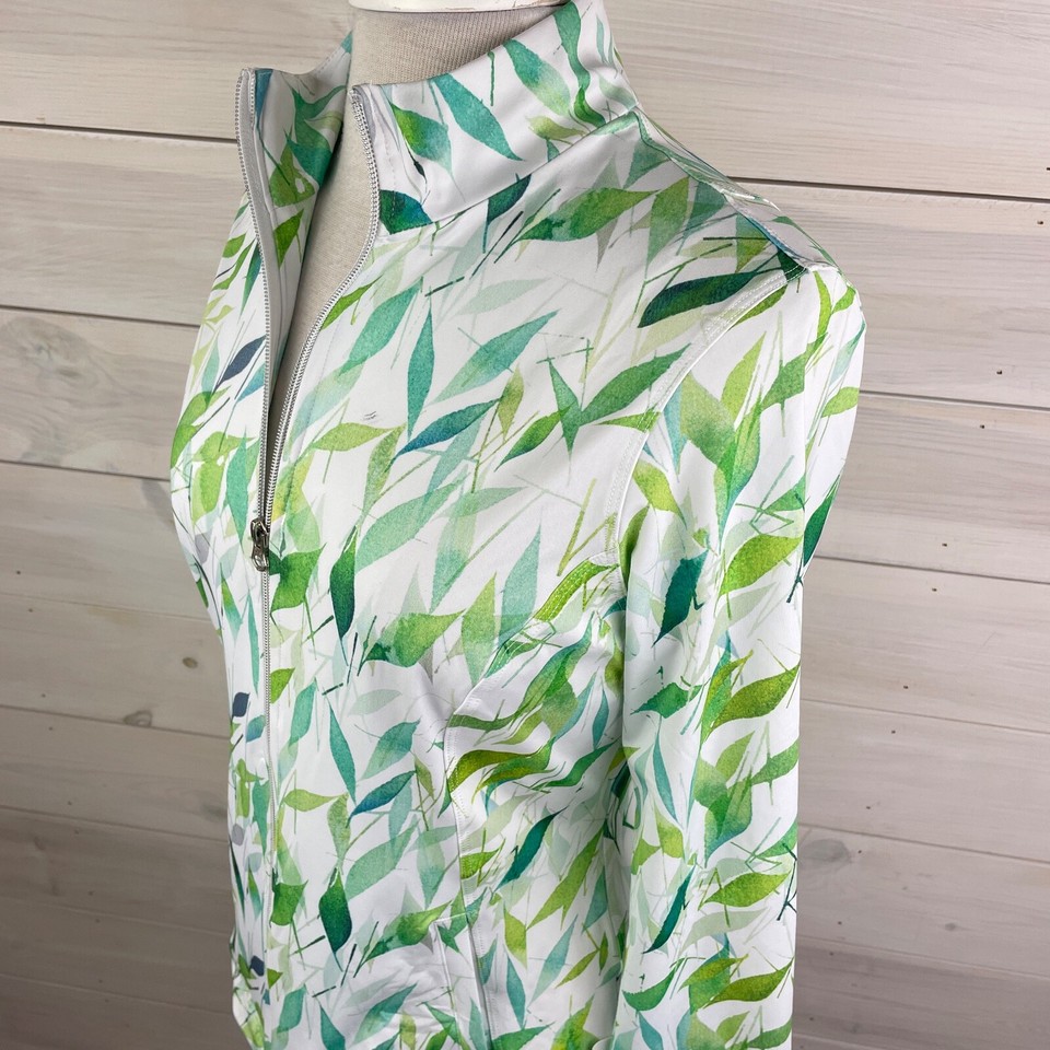 Amy Sport Jems Jacket Green White Floral Leaf Womens Size Small - NWT ...