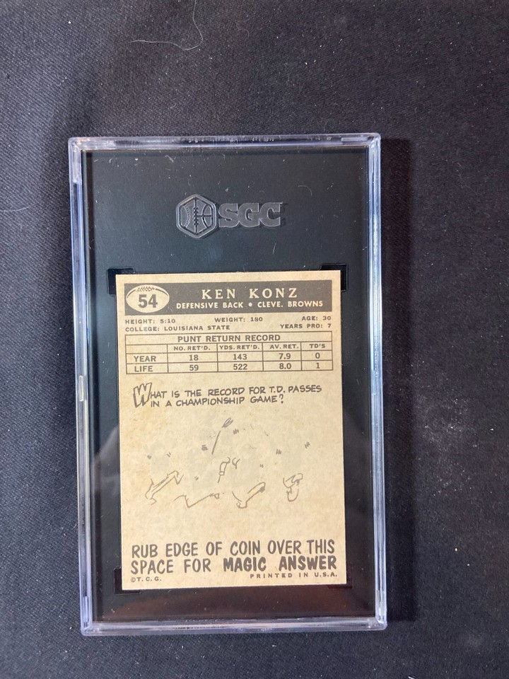 Read description--1959 Topps Football #54 Ken Konz graded 8 | eBay