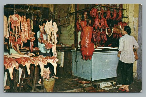 "Fresh Meat Shop" North Bridge Road SINGAPORE Vintage Food Stall Vendor ...