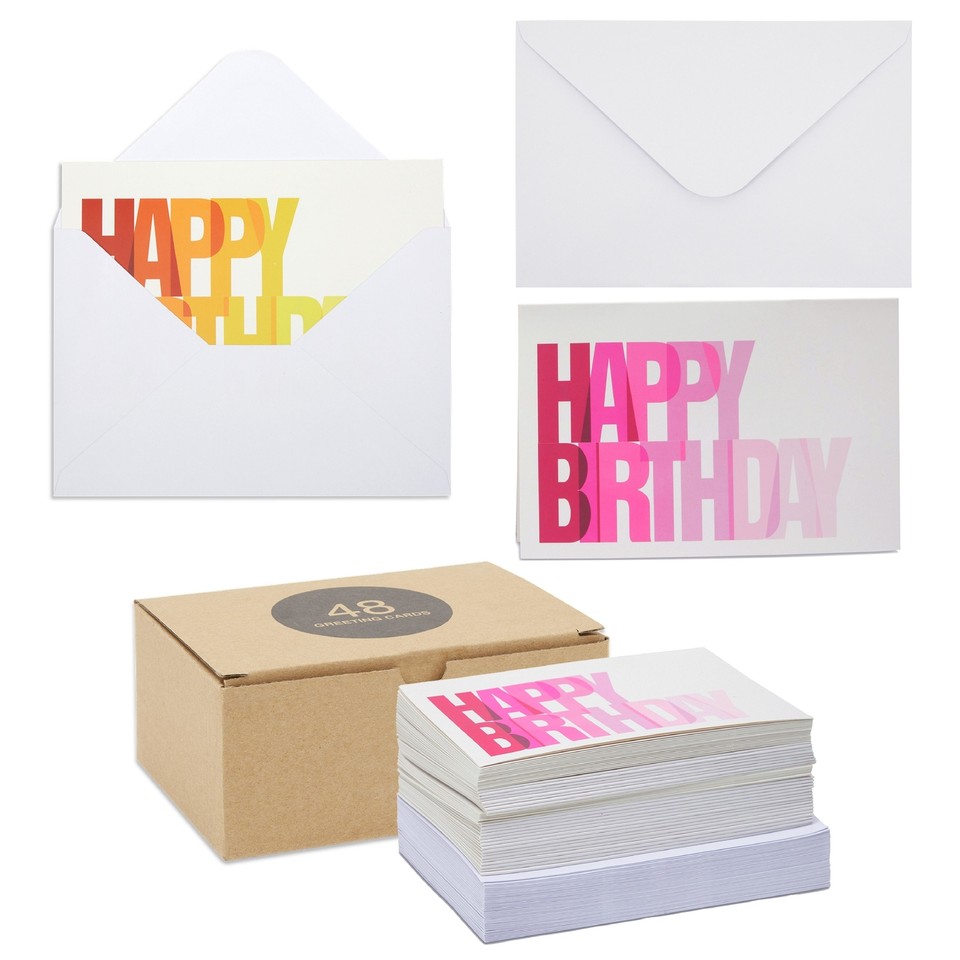 48 Pack 4x6-inch Happy Birthday Cards with Envelopes (6 Colorful ...