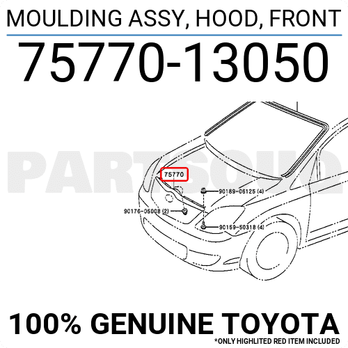 7577013050 Genuine Toyota MOULDING ASSY, HOOD, FRONT 75770-13050 | eBay