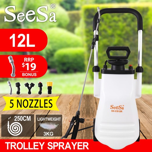 SEESA 12L Pressure Trolley Water Sprayer Garden Pump Chemical Spray ...