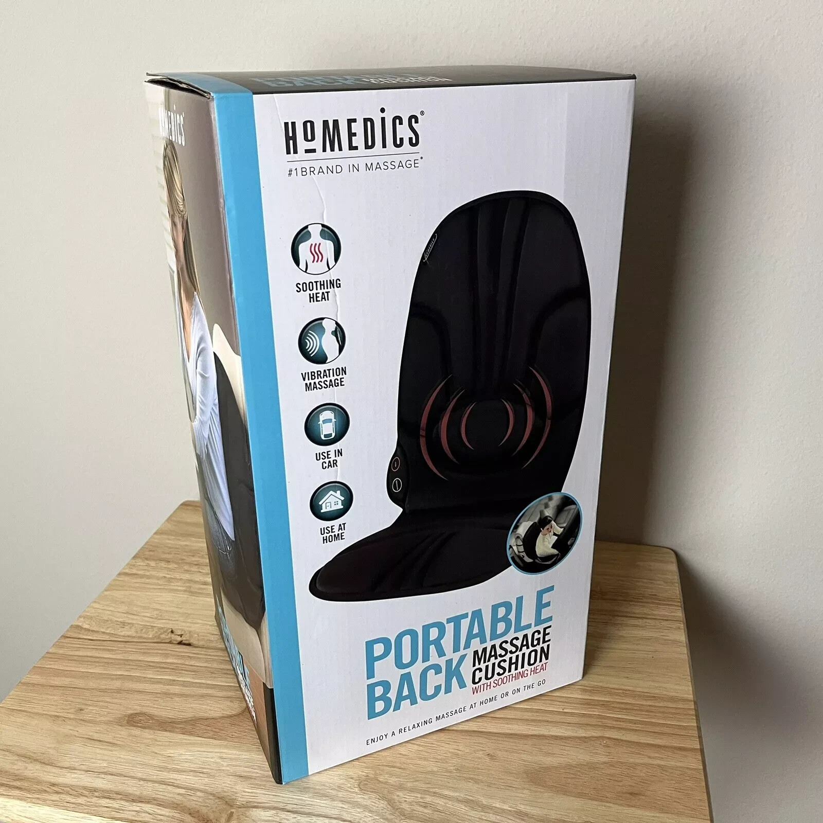 HoMedics Portable Back Massage Cushion with Soothing Heat VC-110-BL | eBay