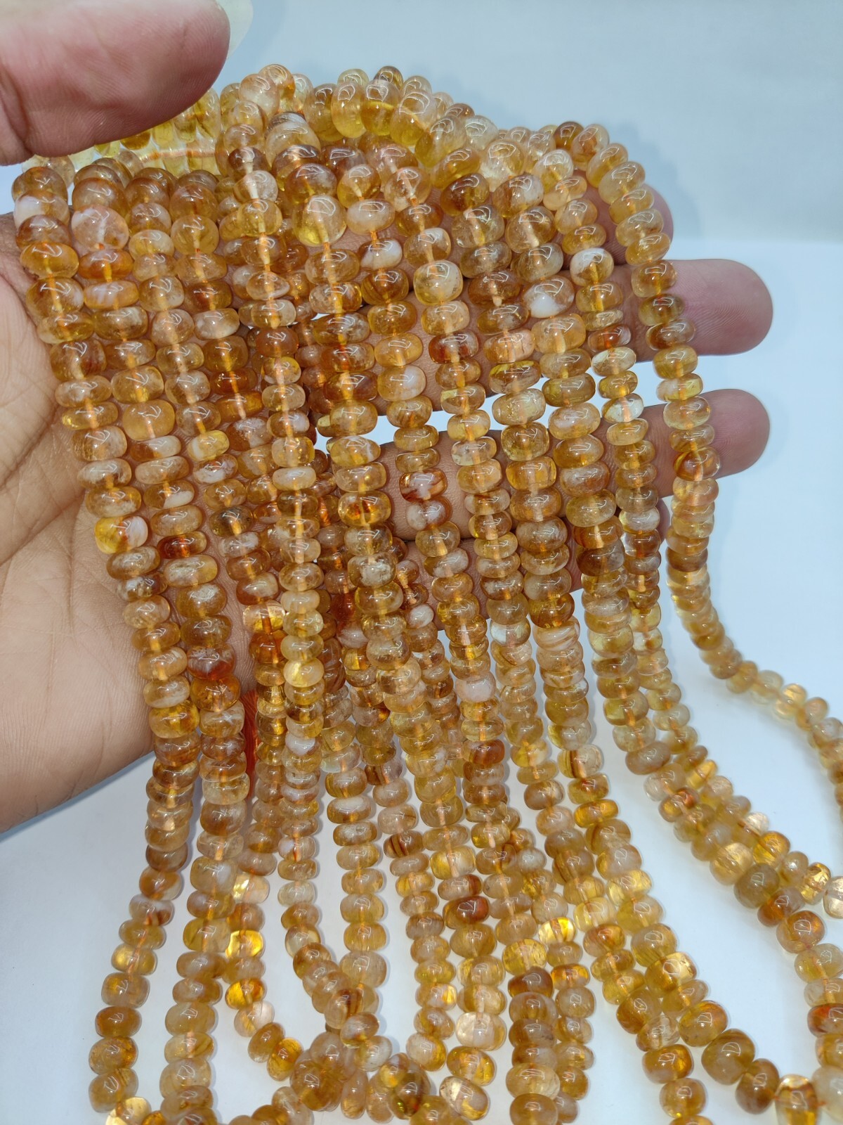 16" Natural Citrine Smooth Rondelle 7-8 mm Beads, Yellow Citrine ...