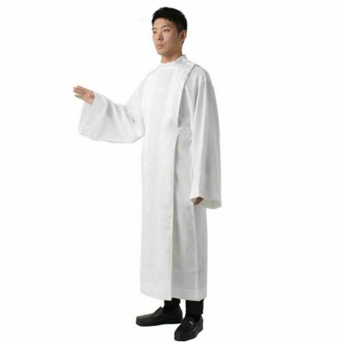 White Alb Clergy Church Backing Vestments Priest Long White Robe D003 ...
