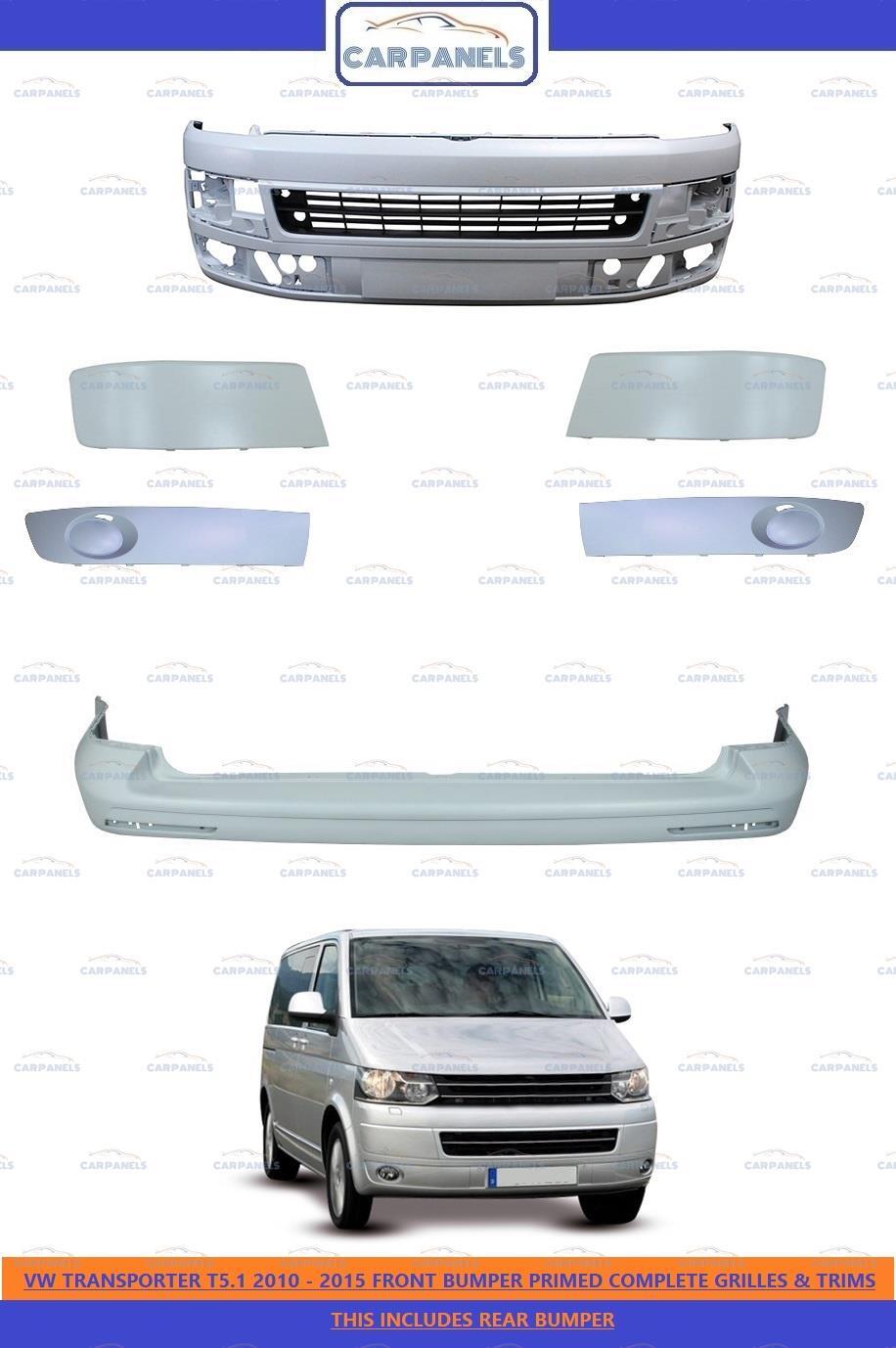 VW TRANSPORTER FRONT BUMPER PRIMED AND REAR BUMPER COMPLETE KIT T5.1 ...
