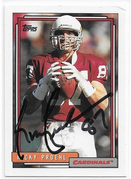 RICKY PROEHL Autographed Signed 1992 Topps card #673 Arizona Cardinals ...