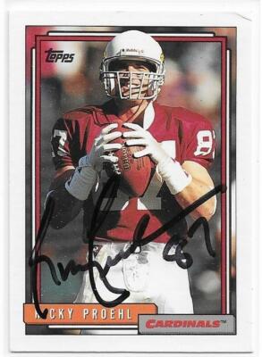 RICKY PROEHL Autographed Signed 1992 Topps card #673 Arizona Cardinals ...