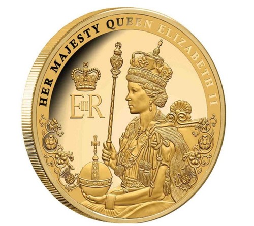 Queen Elizabeth II Tribute Medallion Prooflike Gold Plated in Detailed ...