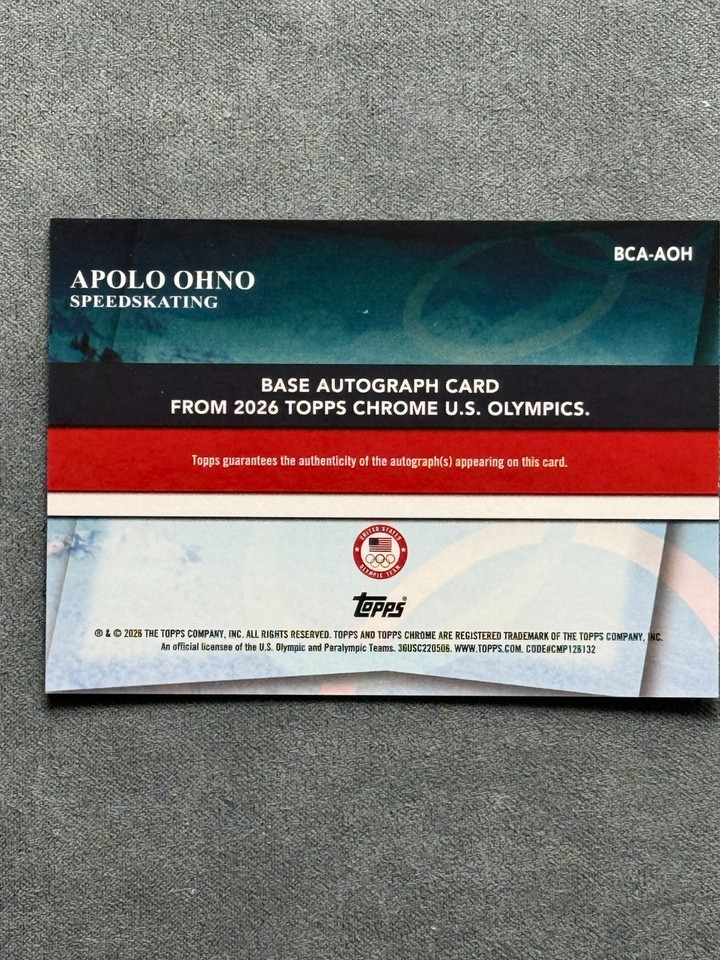 2026 Topps Apolo Ohno /44 Auto Speedskating | eBay