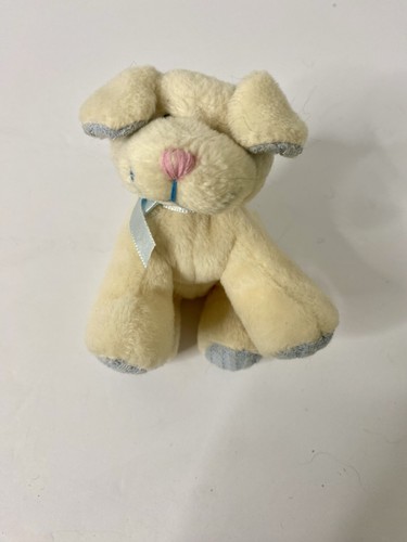 Russ Dog Puppy Plush White Cream Blue 4” Small Mini Lovey Stuffed ...