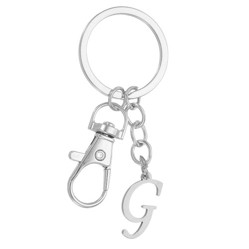 Initial Letter Key Chains, Letter g Key Chain Pendant Key Ring, Silver ...