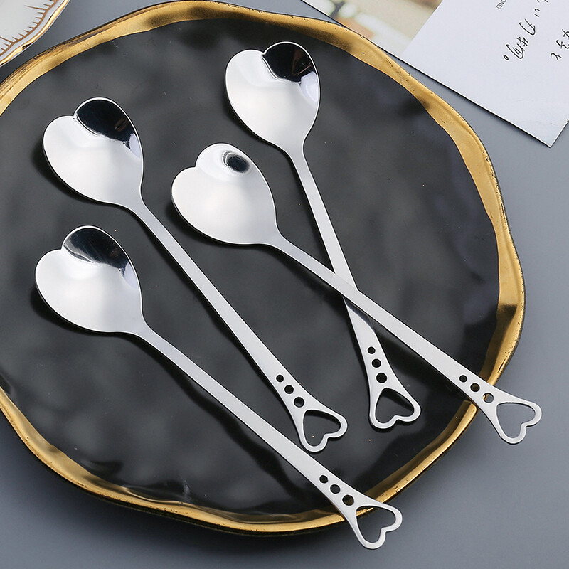 Heart Shaped Dessert Spoon Tea Coffee Spoon Mixer Flatware Kitchen ...