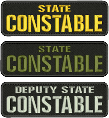 STATE CONSTABLE 3 EMBROIDERY PATCH 3X10 HOOK ON BACK GOLD OD AND SILVER ...
