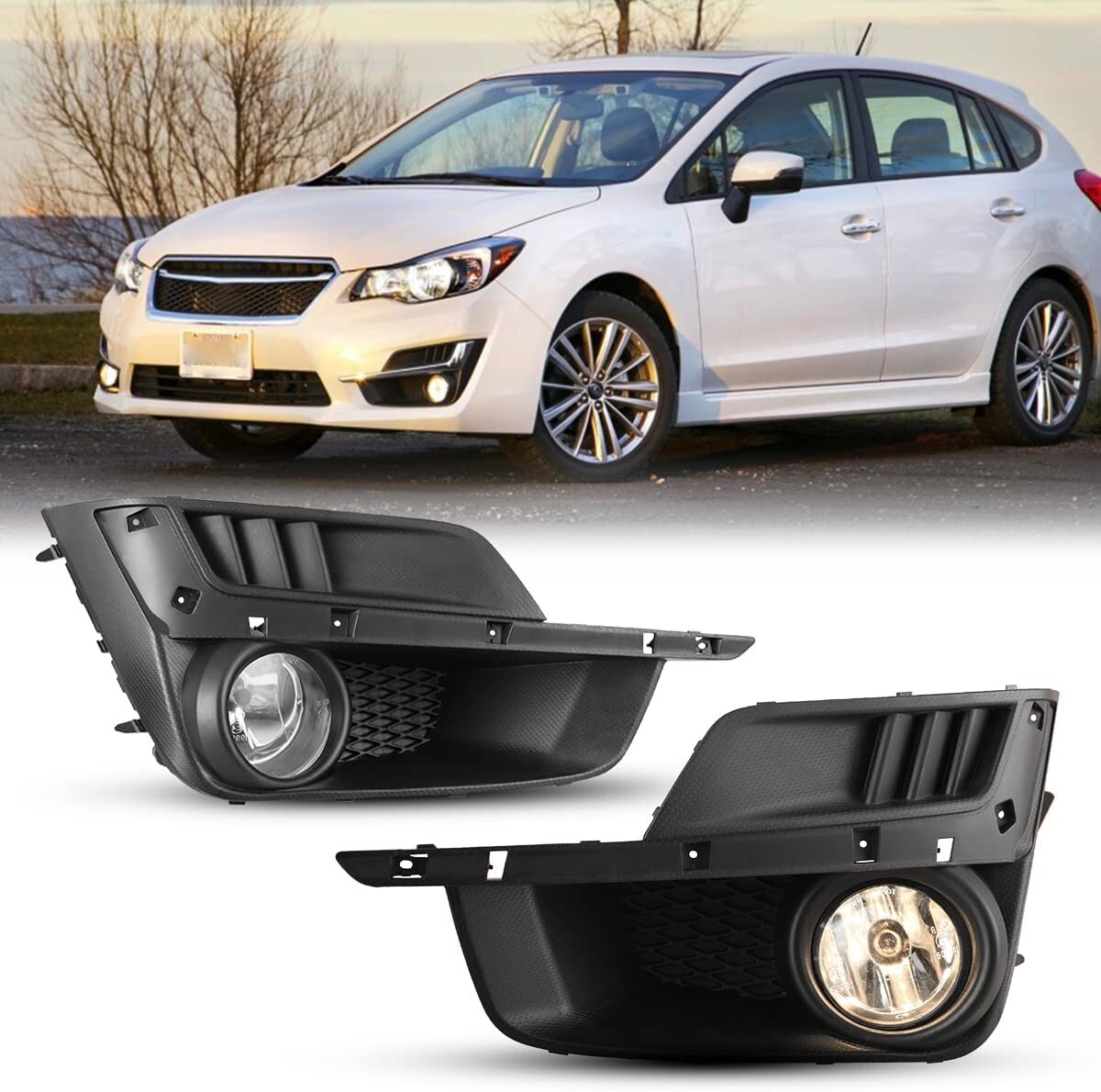 PAIR For 2015-2016 Subaru Impreza Fog Lights Clear Bumper w/Bezel ...
