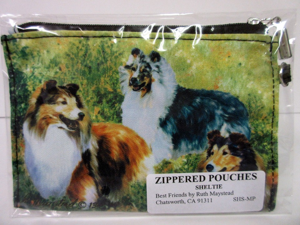 New Shetland Sheepdog Zippered Pouch / Coin Purse By Ruth Maystead ...
