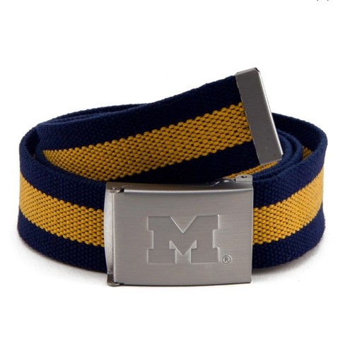 UNIVERSITY OF MICHIGAN WOLVERINES MEN'S CANVAS BELT Yellow Silver ...