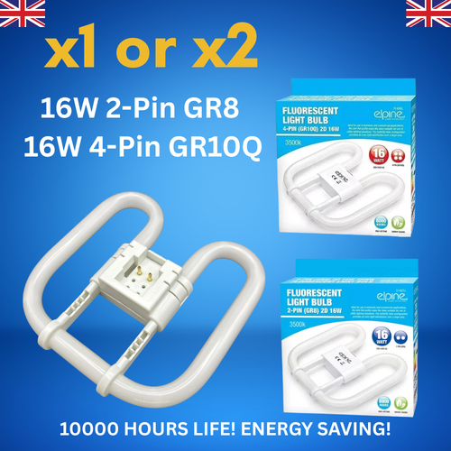 2-PIN 4-PIN 16W 3500K Fluorescent Light Bulb Bathroom Toilets 2D GR8 ...