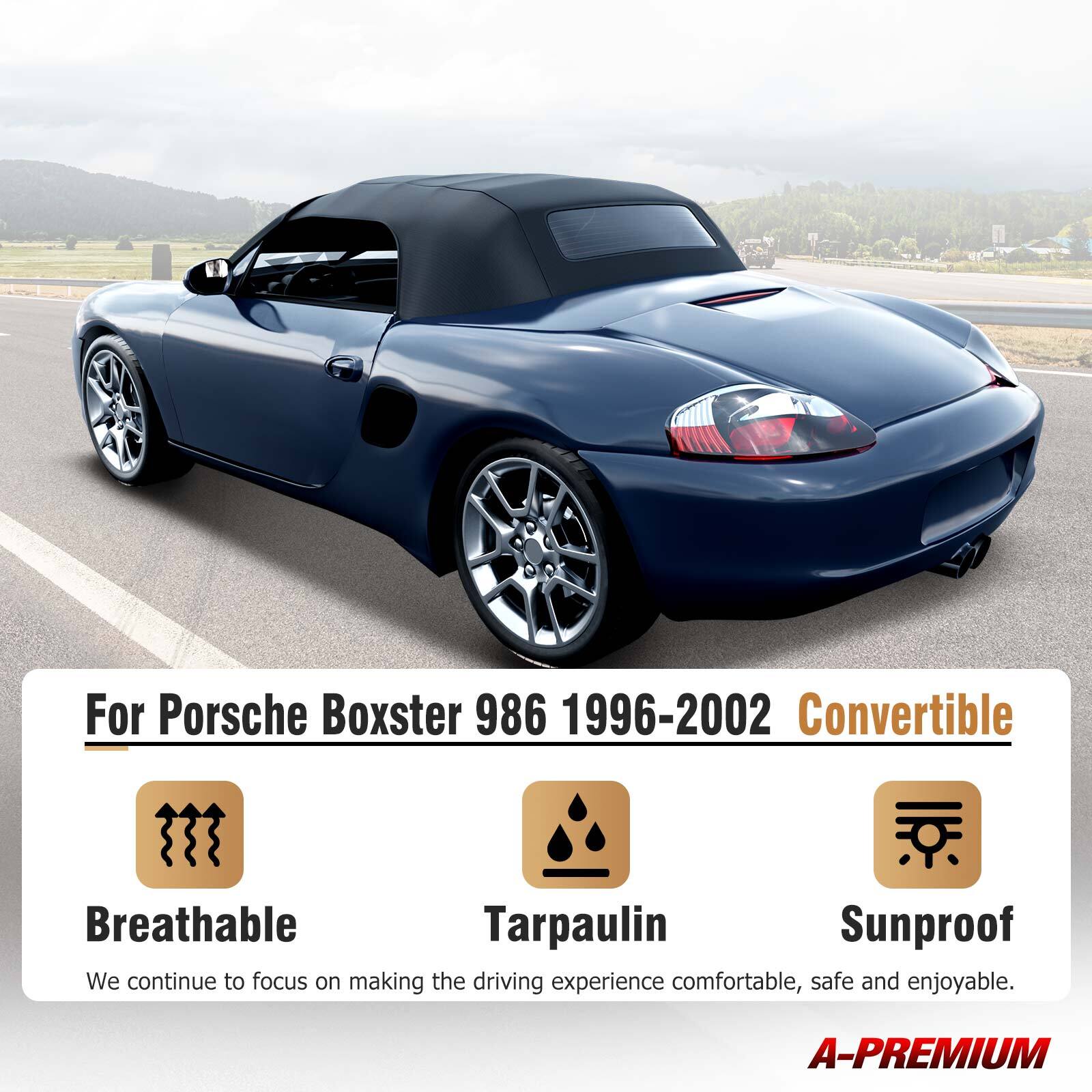 A-Premium Black Convertible Soft Top & Plastic Window for Porsche ...