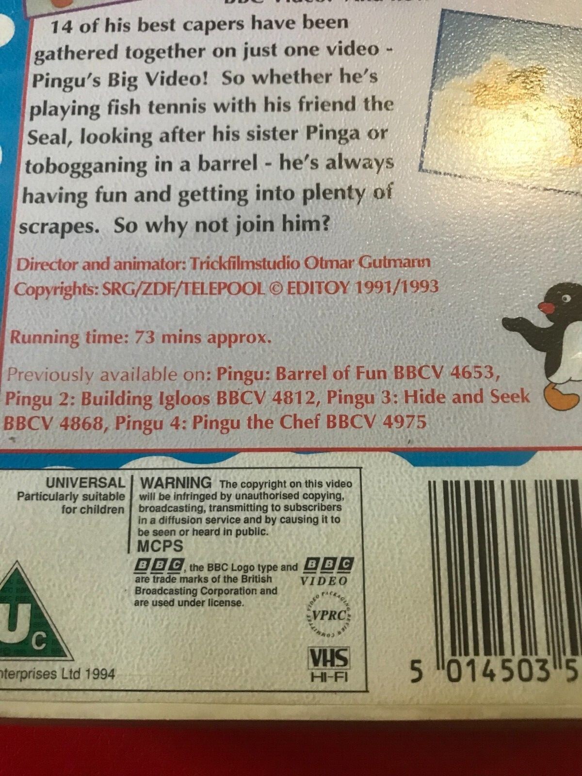 Pingu's Big Video BBC PAL VHS video 1994 14 stories | eBay UK