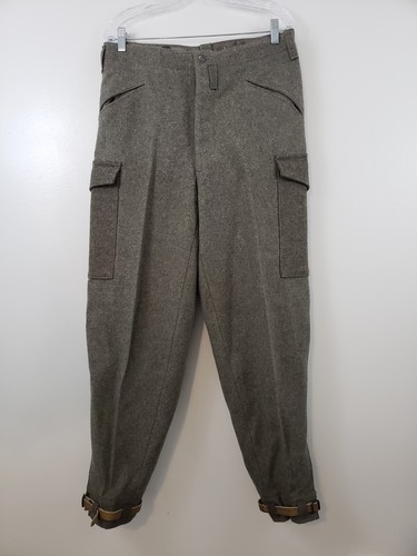 (J5) VINTAGE Swedish Military Cargo Combat Mens Pants Wool Belted Ankle ...