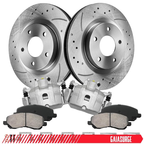 8x Front Disc Rotors Ceramic Brake Pads & Calipers for Mitsubishi ...