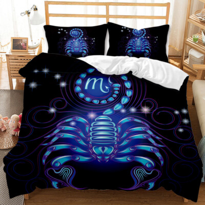 Blue Nice Scorpio Long Legs 3D Quilt Duvet Doona Cover Set Pillow case ...