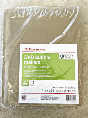 DVD/CD size Bubble Padded Mailers 12ct Kraft Recycled Envelopes ...