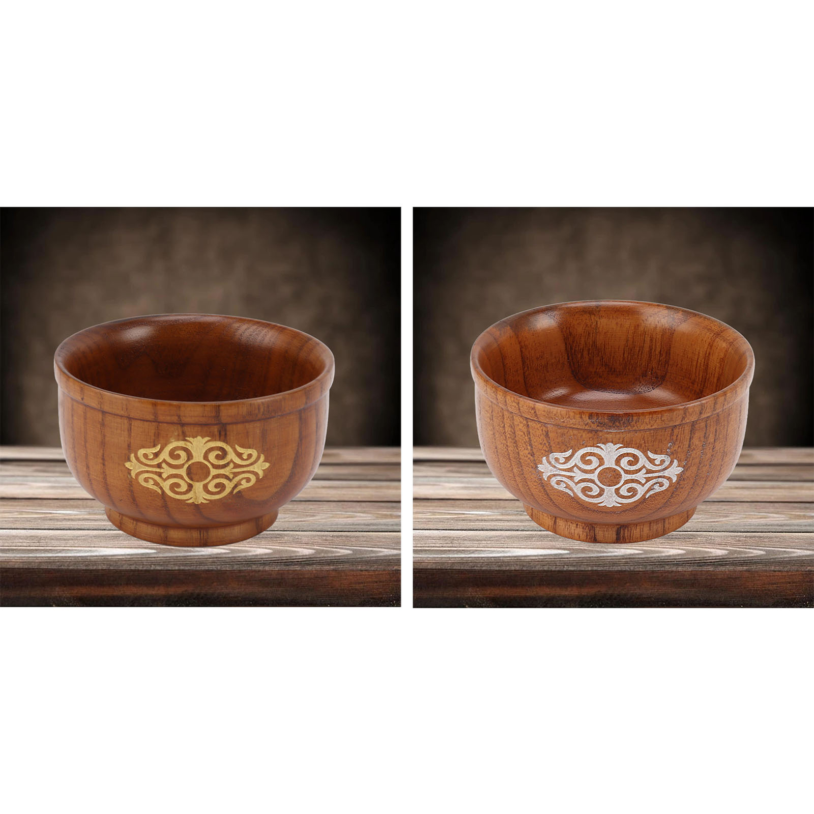 Wooden Rice Bowl Jujube Wood Anti Scald Exquisite Elegant Round Wooden ...