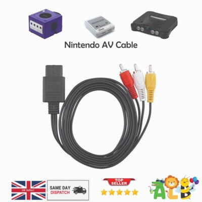 super nintendo SNES N64 Gamecube AV cable RCA Audio Video Cable TV Lead ...