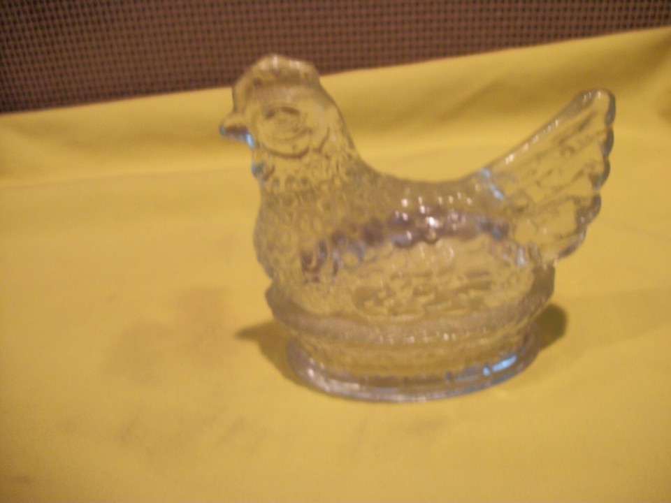 Vintage Hen on Nest Glass Vintage Chicken Candy Container Easter ...