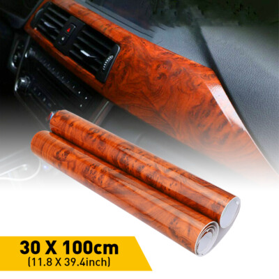 Car Interior Wood Grain Textured Glossy Vinyl Wrap Sticker DIY Decal ...