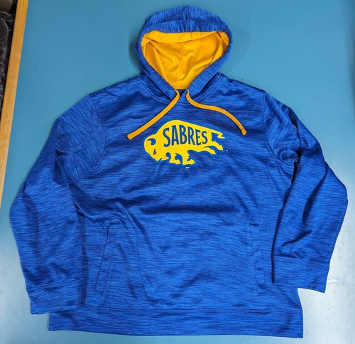 Buffalo Sabres NHL Hockey BLUE HOODIE SWEATSHIRT YELLOW LOGO STRING ...